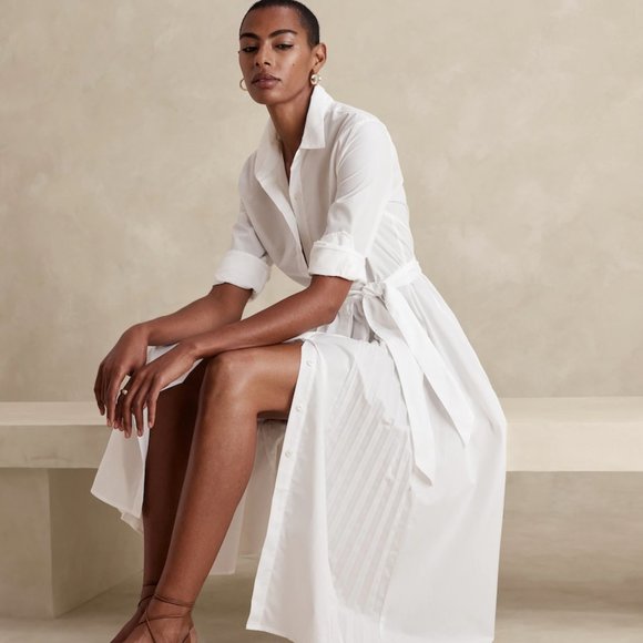 Banana Republic Factory | Dresses | Pleated Midi Shirtdress | Poshmark